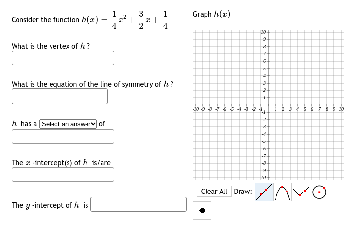 Solved Consider the function h(x)=41x2+23x+41 Graph h(x) | Chegg.com