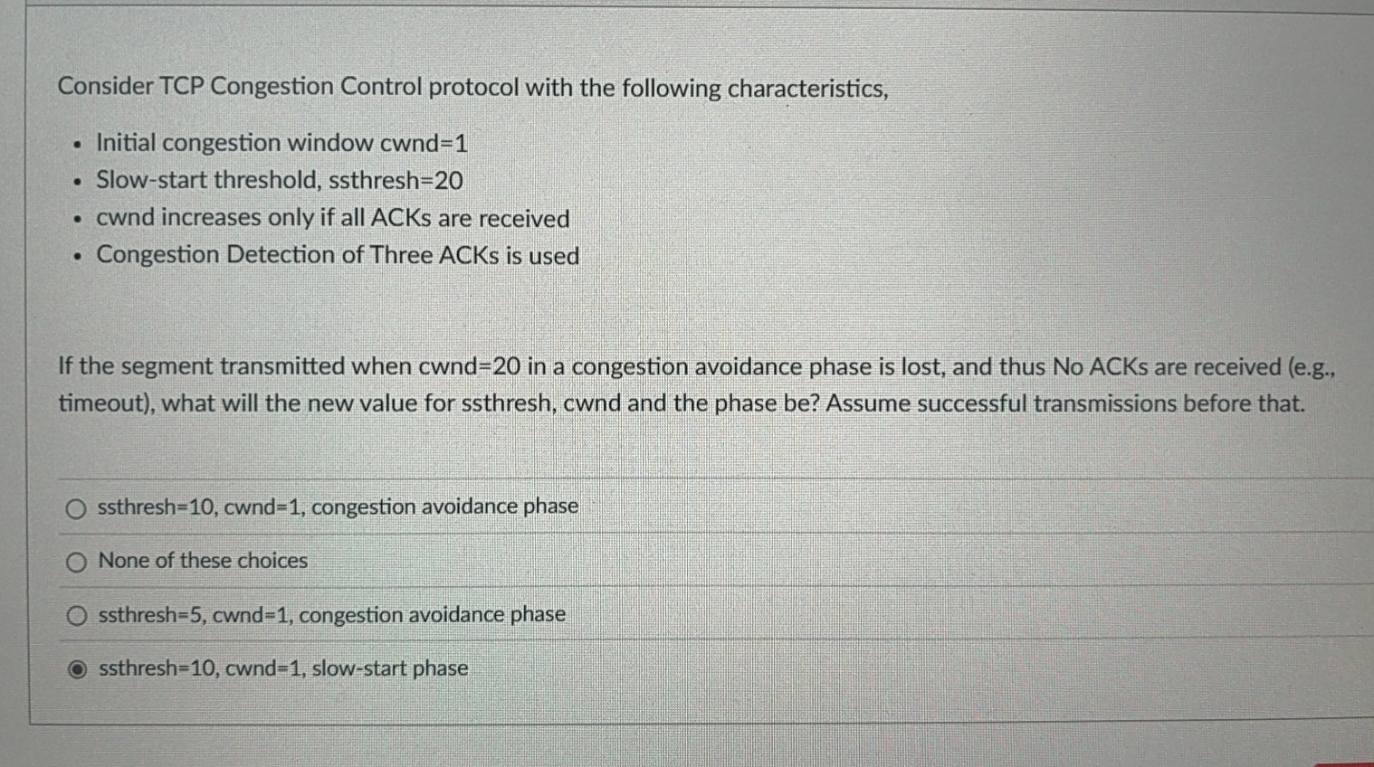 Solved Consider TCP Congestion Control protocol with the | Chegg.com