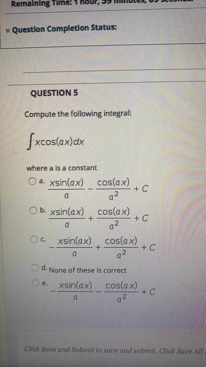 Solved Remaining Time: 1 hour, Question Completion Status: | Chegg.com
