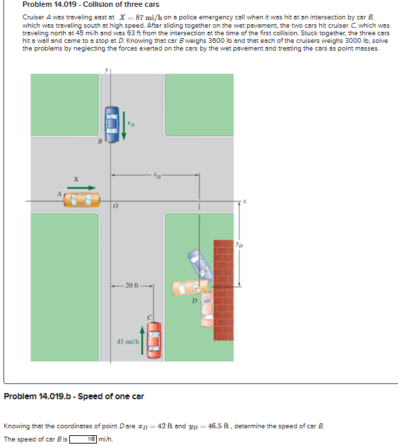 Solved Problem 14.019 - ﻿Collislon of three carsCruiser \( | Chegg.com