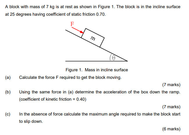 Solved A block with mass of 7 kg is at rest as shown in | Chegg.com