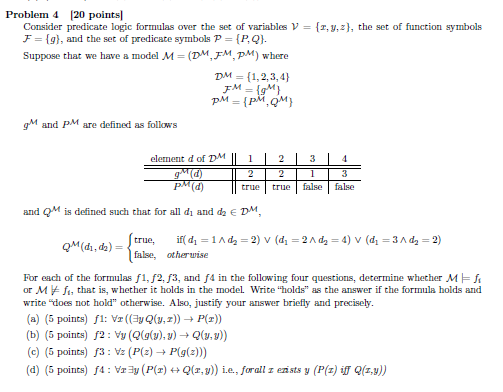 Solved Problem 4 [20 points] Consider predicate logic | Chegg.com