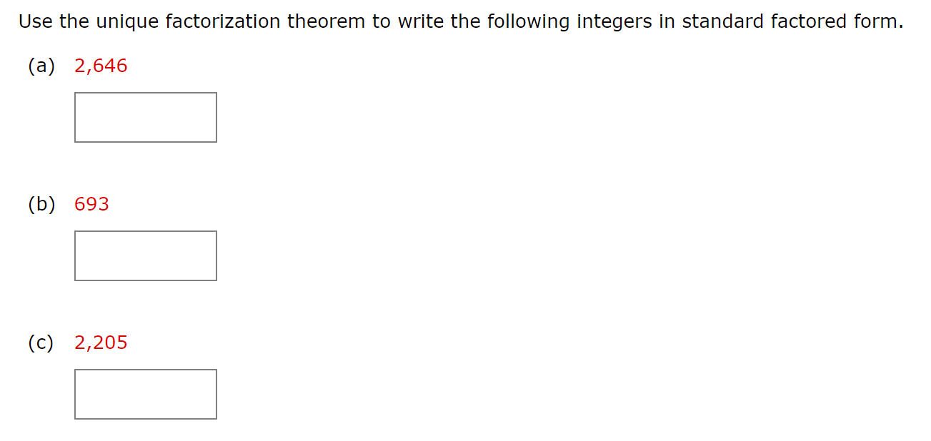 Solved Use the unique factorization theorem to write the | Chegg.com