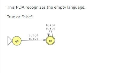 Solved This PDA recognizes the empty language. True or | Chegg.com