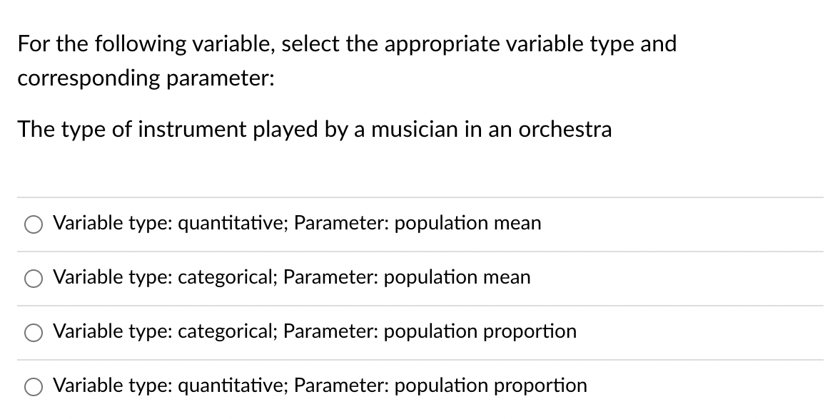 Solved For the following variable, select the appropriate | Chegg.com
