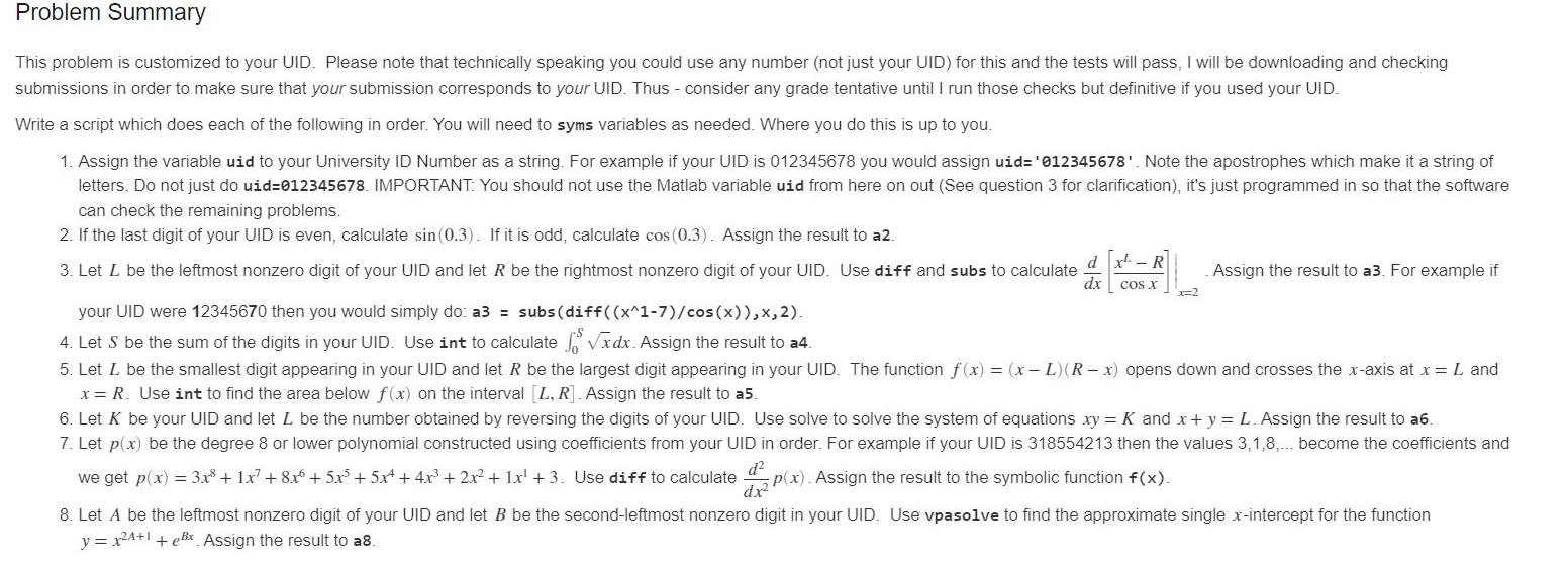 Solved This is matlab just need answers to 7 and 8 write a | Chegg.com