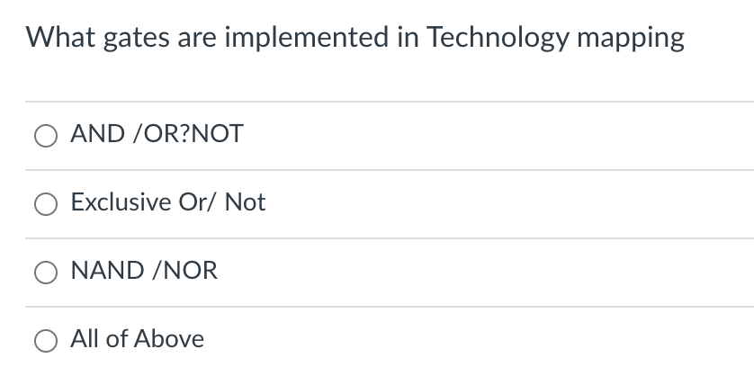 Solved What gates are implemented in Technology mapping O | Chegg.com