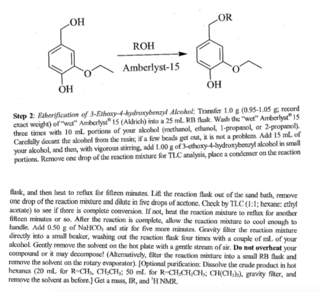 Solved 1. The etherification of 3-ethoxy-4-hydroxybenzyl | Chegg.com