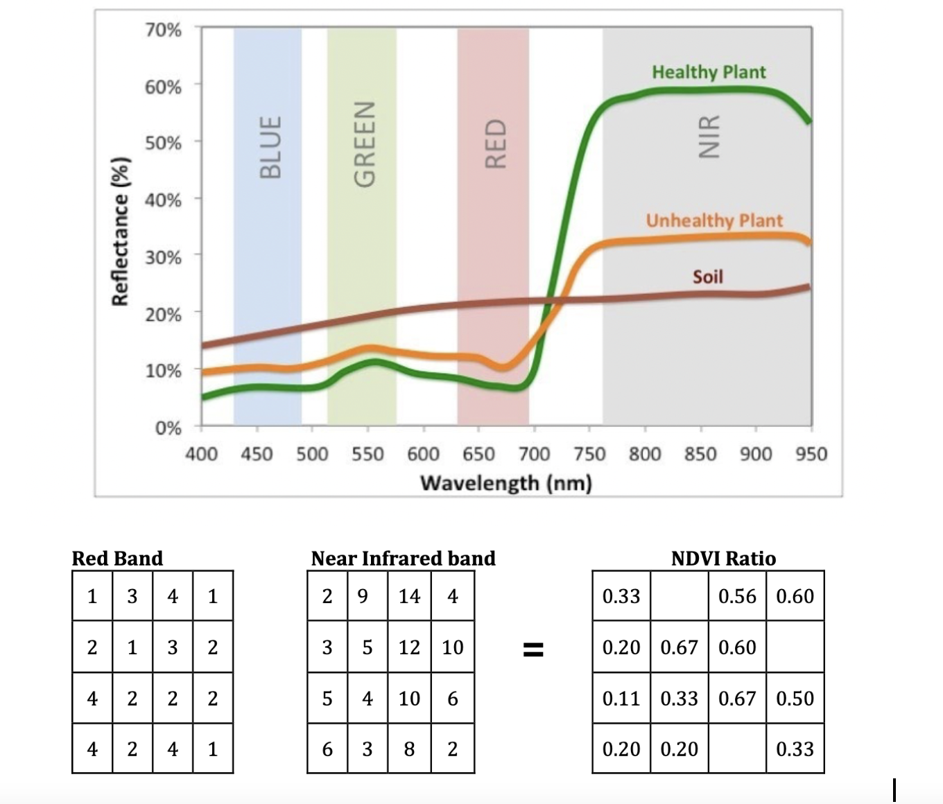Solved You’re calculating NDVI values by hand. You have the | Chegg.com