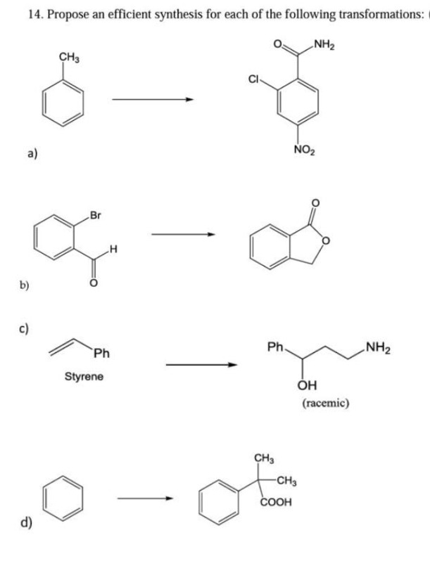 Solved 14. Propose an efficient synthesis for each of the | Chegg.com