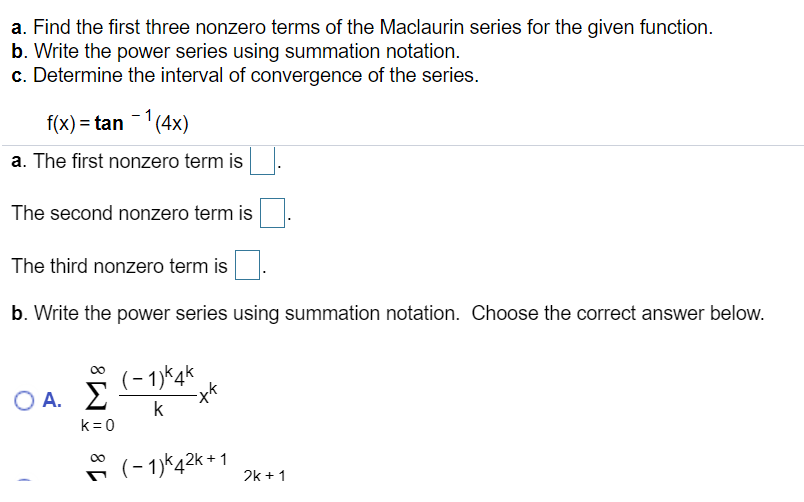 Solved a. Find the first three nonzero terms of the | Chegg.com