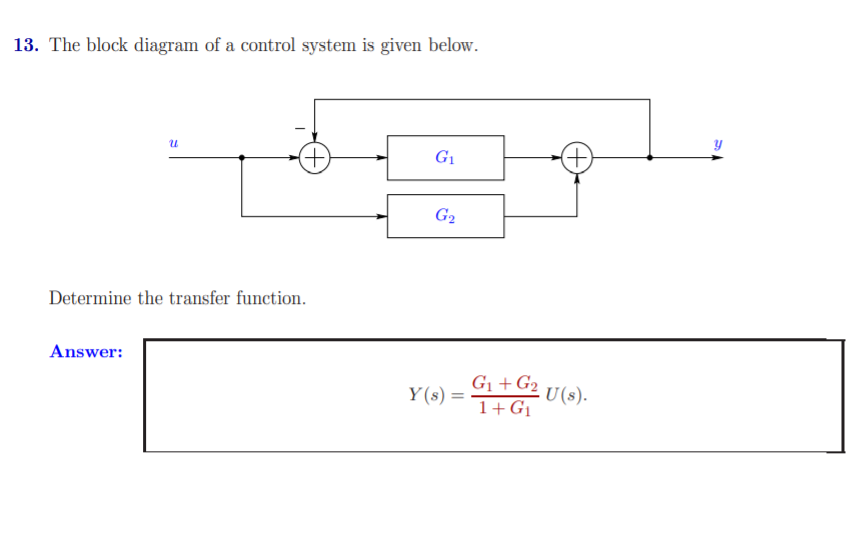 Solved 13. The block diagram of a control system is given | Chegg.com