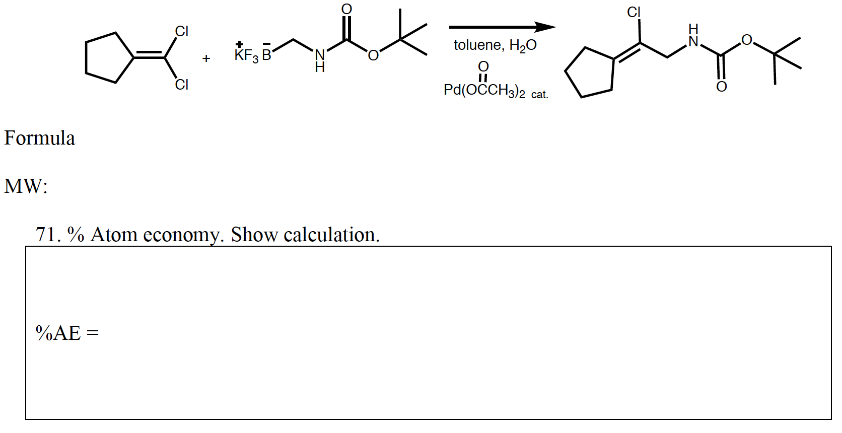 Solved For the Molander coupling reaction shown, calculate | Chegg.com