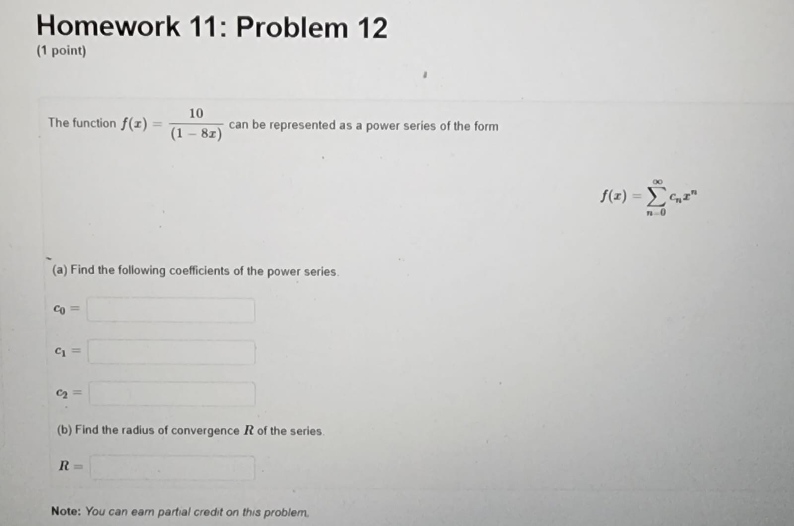 Solved Homework 11: Problem 12 (1 point) The function | Chegg.com