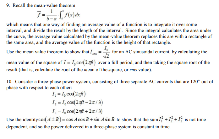 Solved 9. Recall the mean-value theorem fˉ=b−a1⋅∫abf(x)dx | Chegg.com