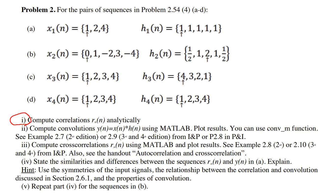 Solved Problem 2. For the pairs of sequences in Problem | Chegg.com