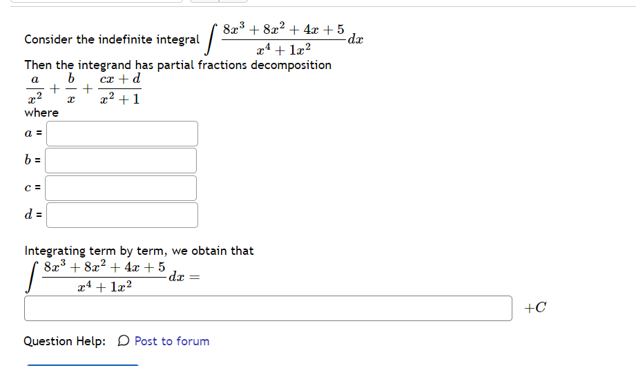 Solved Consider the indefinite integral | Chegg.com