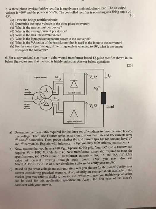 Solved 5 A Three Phase Thyristor Bridge Rectifier Is 9378