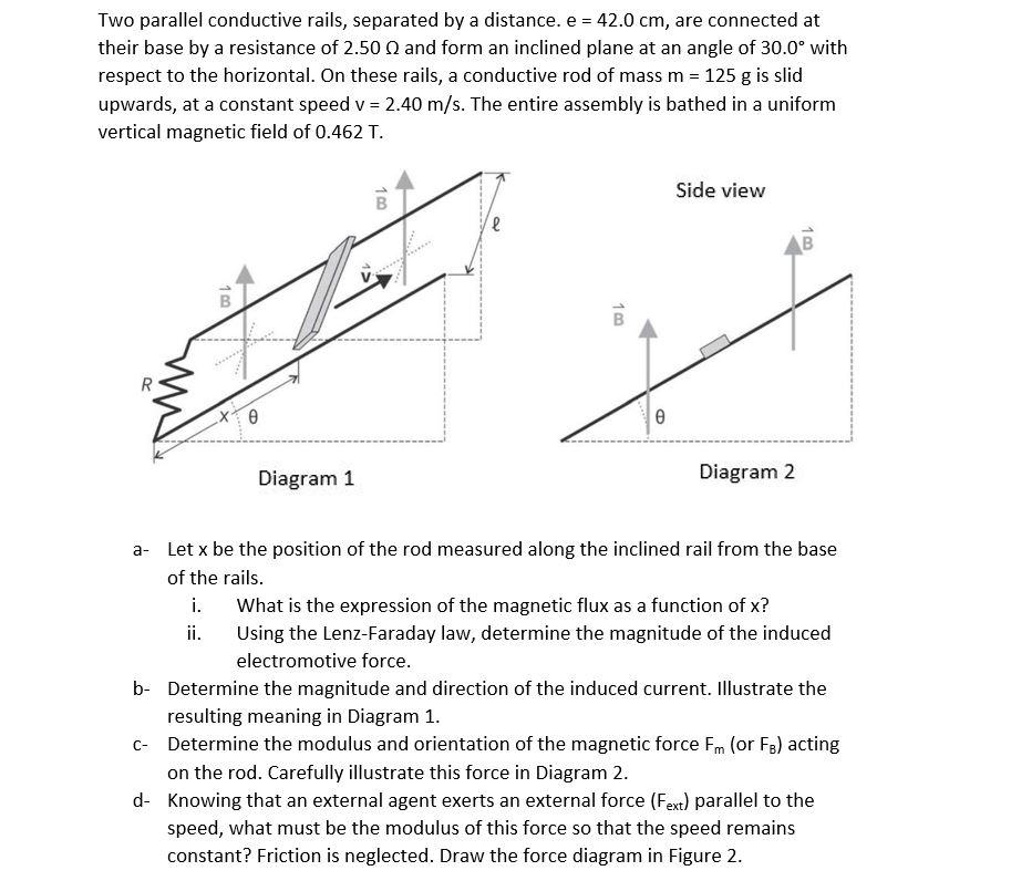 Solved Two parallel conductive rails, separated by a | Chegg.com