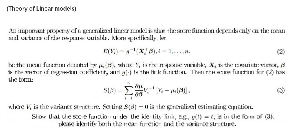 (Theory of Linear models) An important property of a | Chegg.com