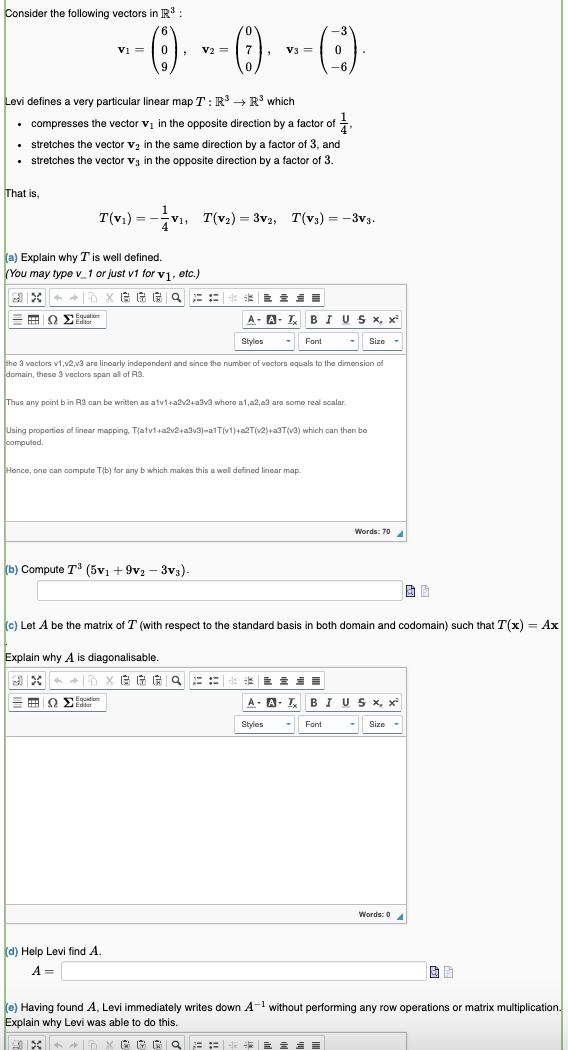 Solved Consider the following vectors in R3 : | Chegg.com
