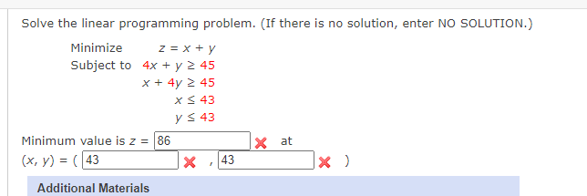 Solved Solve the linear programming problem. (If there is no | Chegg.com