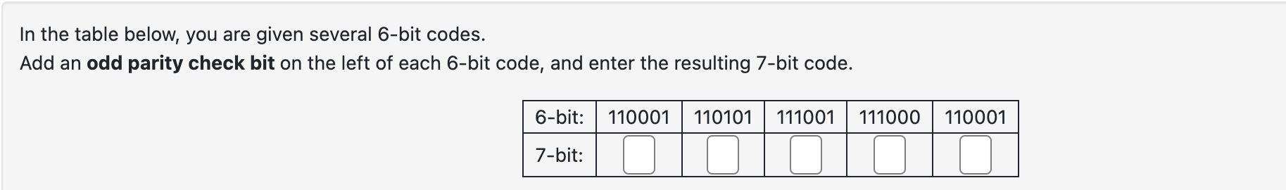 Solved In the table below, you are given several 6-bit | Chegg.com