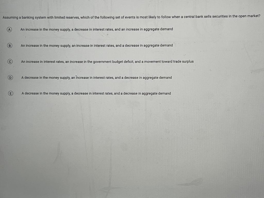 Solved Assuming a banking system with limited reserves, | Chegg.com