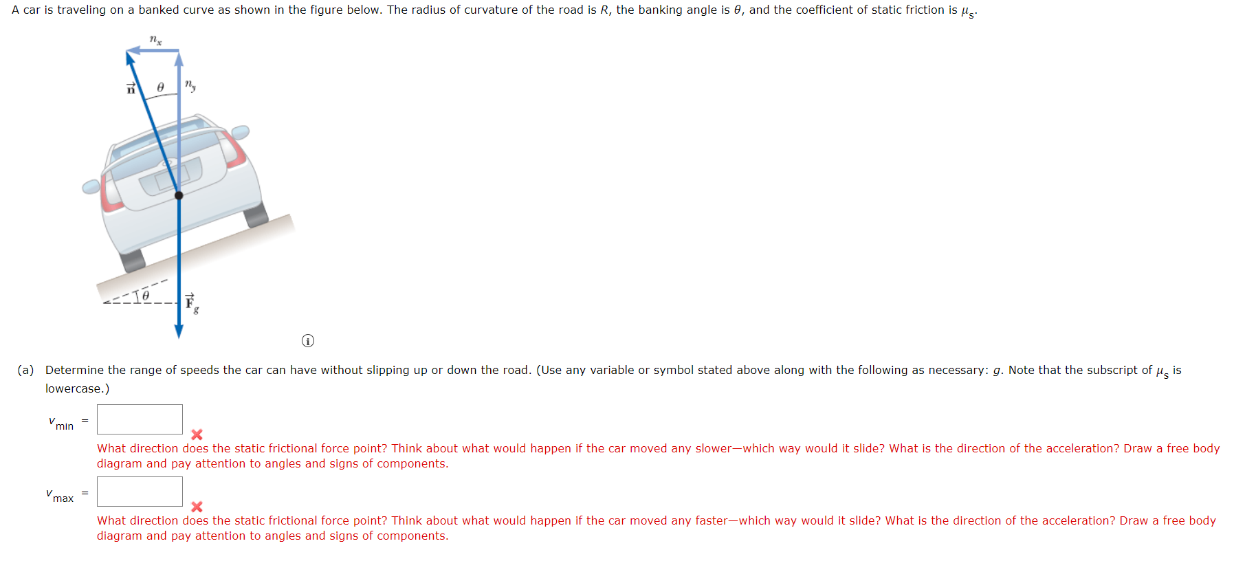 Solved A car is traveling on a banked curve as shown in the | Chegg.com
