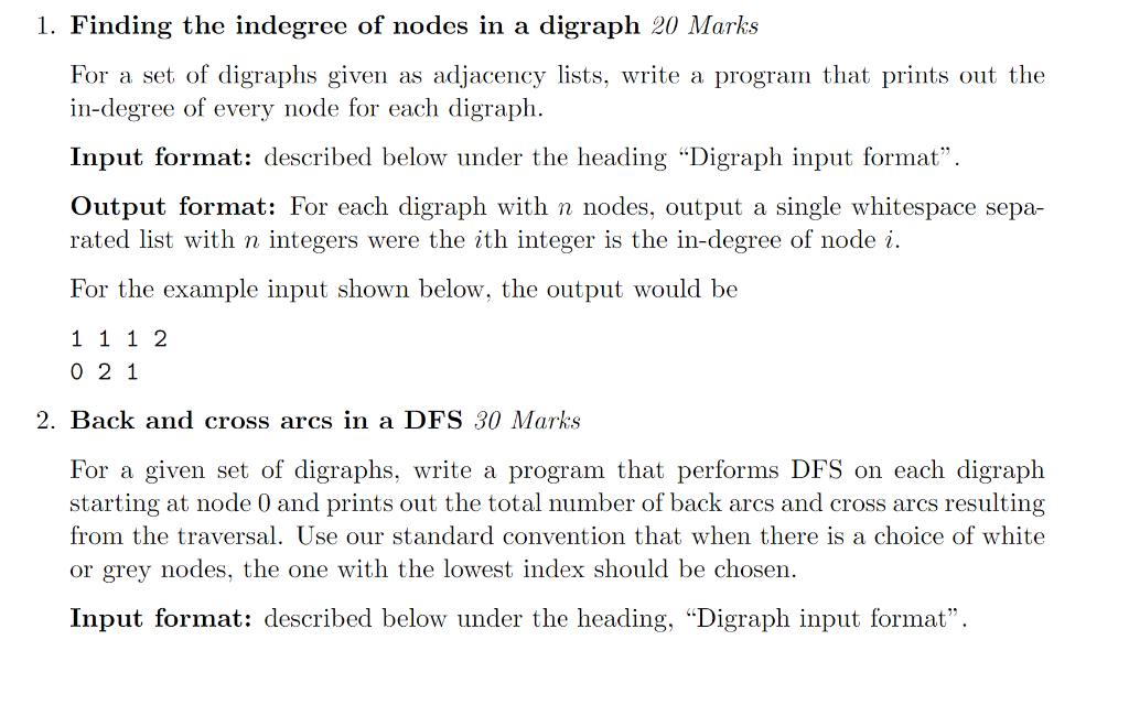 1. Finding the indegree of nodes in a digraph 20 | Chegg.com