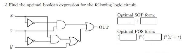 Solved 2. Find the optimal boolean expression for the | Chegg.com