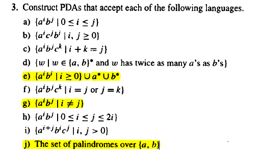 Solved 3. Construct PDA8 that accept each of the following | Chegg.com