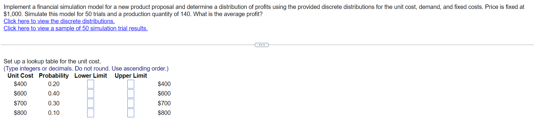 Solved Implement a financial simulation model for a new | Chegg.com