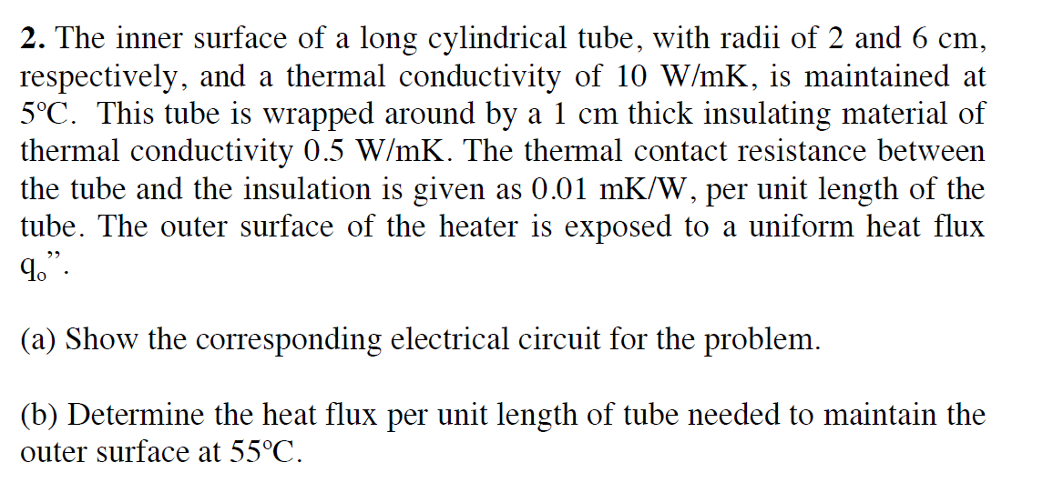 Solved 2. The inner surface of a long cylindrical tube, with | Chegg.com