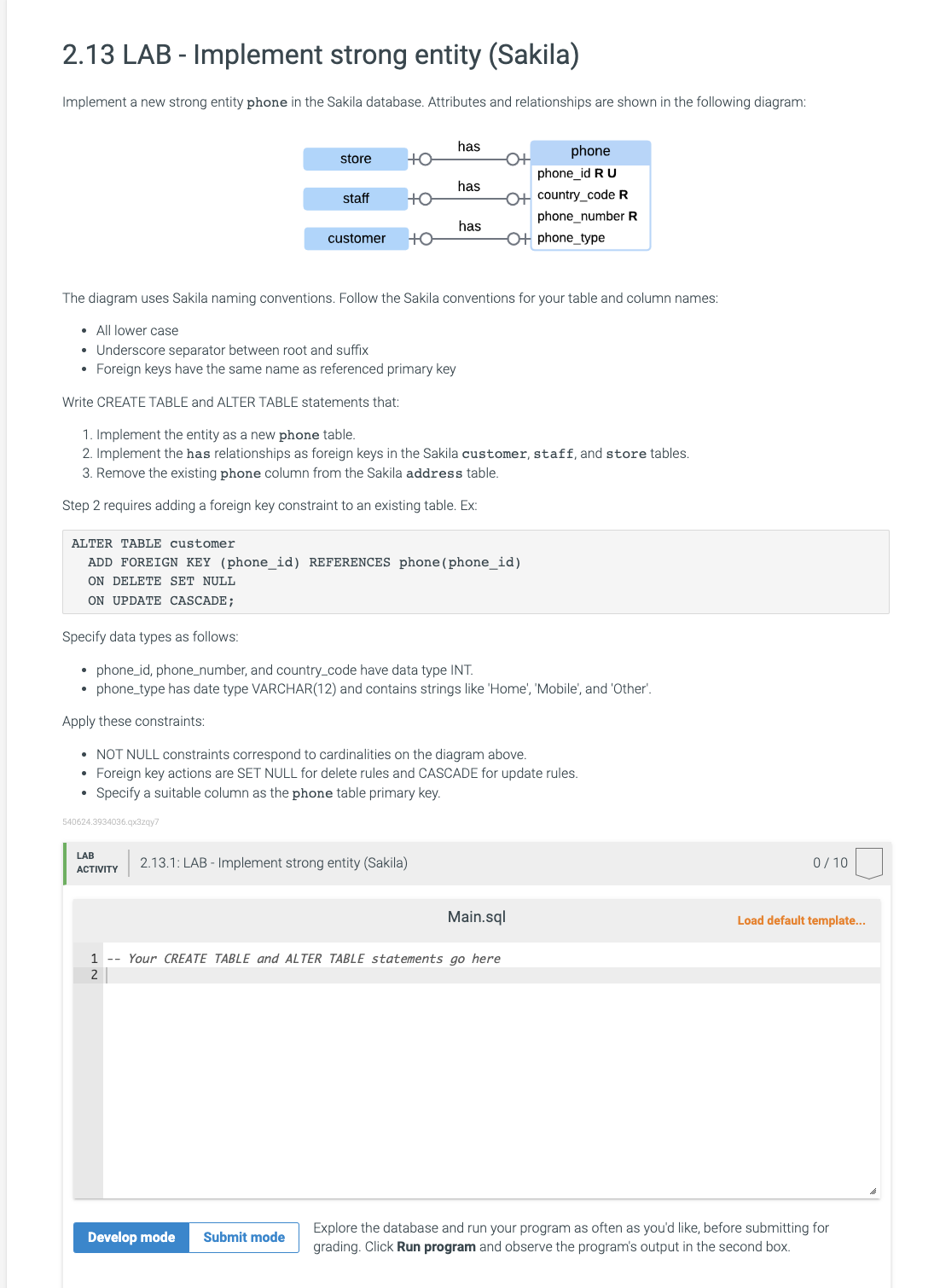 Solved 2.13 LAB - Implement strong entity | Chegg.com Solved 2.13 LAB - Implement strong entity | Chegg.com