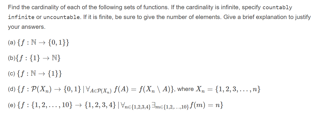Solved Find the cardinality of each of the following sets of | Chegg.com