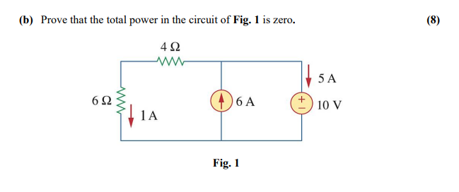 Solved (b) Prove that the total power in the circuit of Fig. | Chegg.com