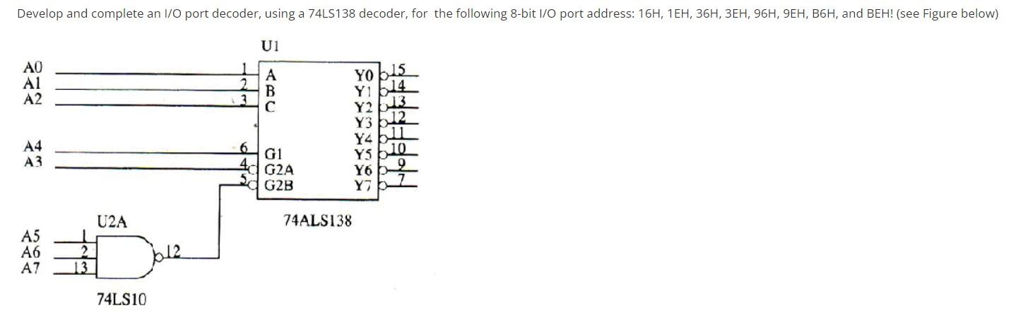 Solved Develop and complete an I/O port decoder, using a | Chegg.com