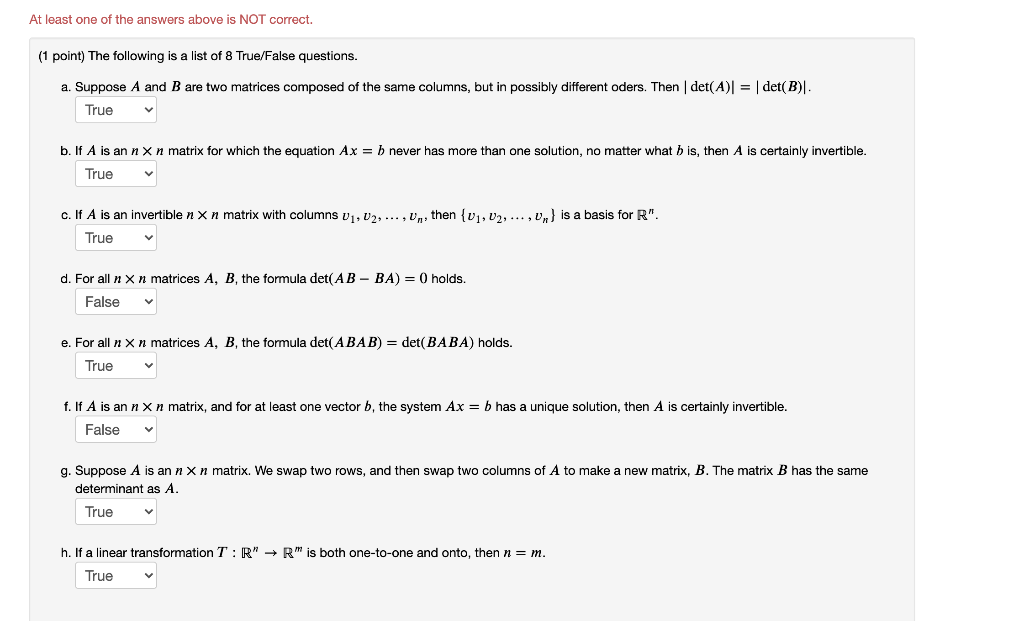 Solved At Least One Of The Answers Above Is Not Correct 1