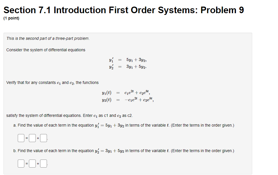 Solved Section 7 1 Introduction First Order Systems Problem