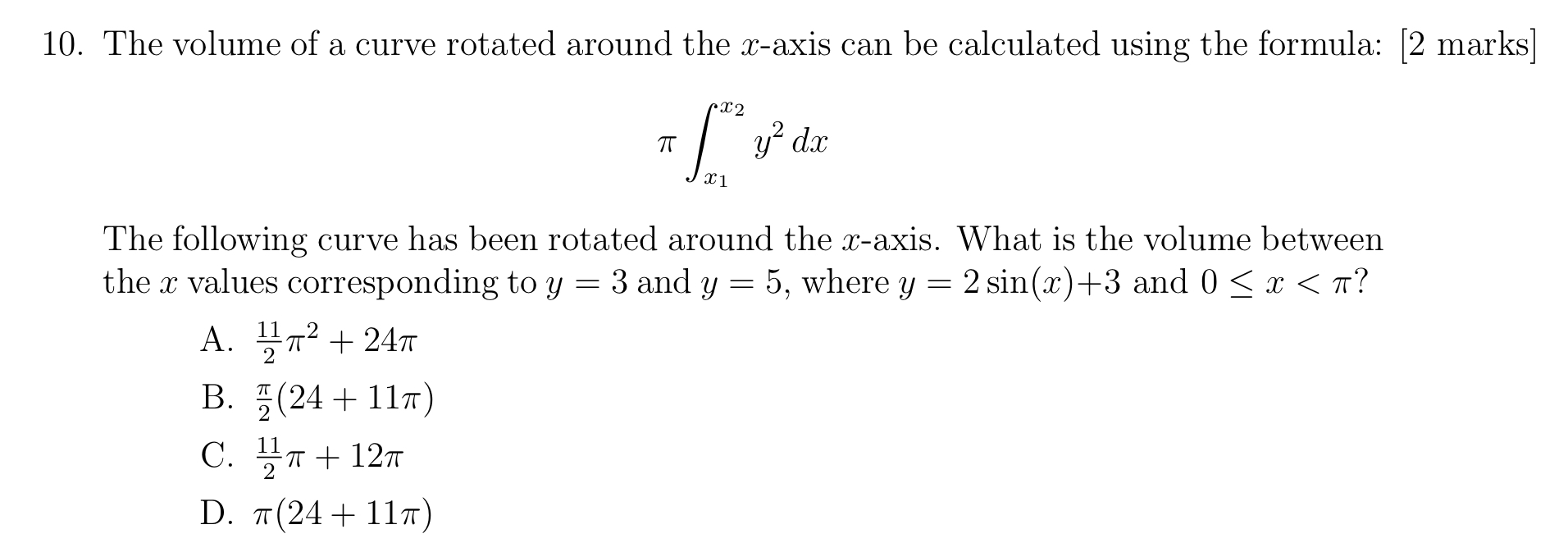 Solved The following curve has been rotated around the | Chegg.com