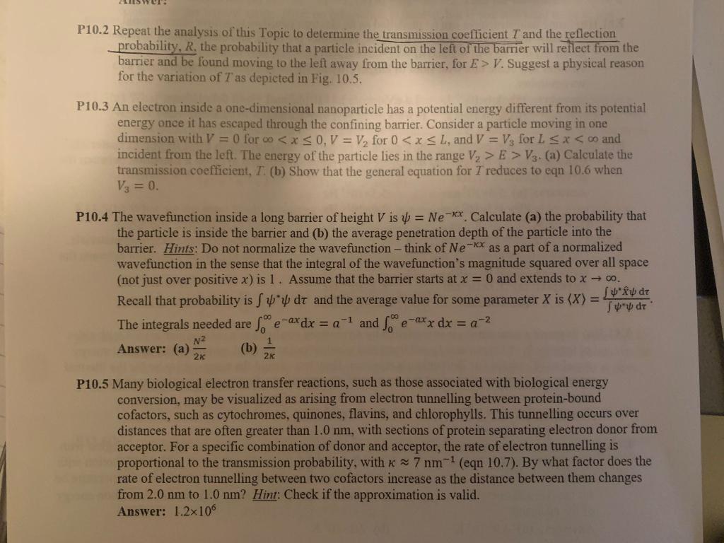 Solved P10.2 Repeat the analysis of this Topic to determine | Chegg.com