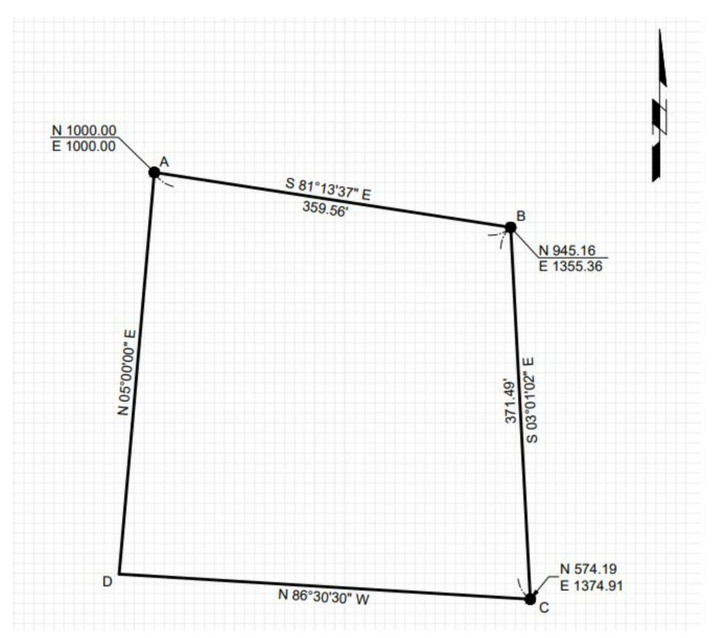 Solved Please find northing and easting of point d | Chegg.com