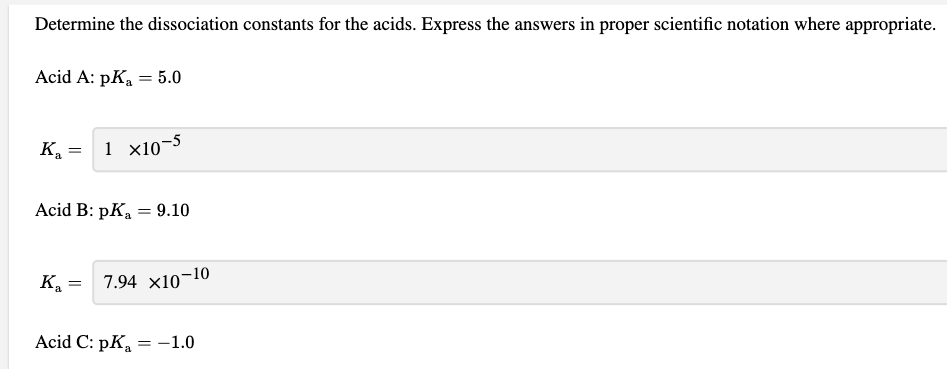 Solved Determine The Dissociation Constants For The Acids
