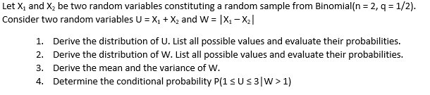 Solved Let Xand X Be Two Random Variables Constituting A 