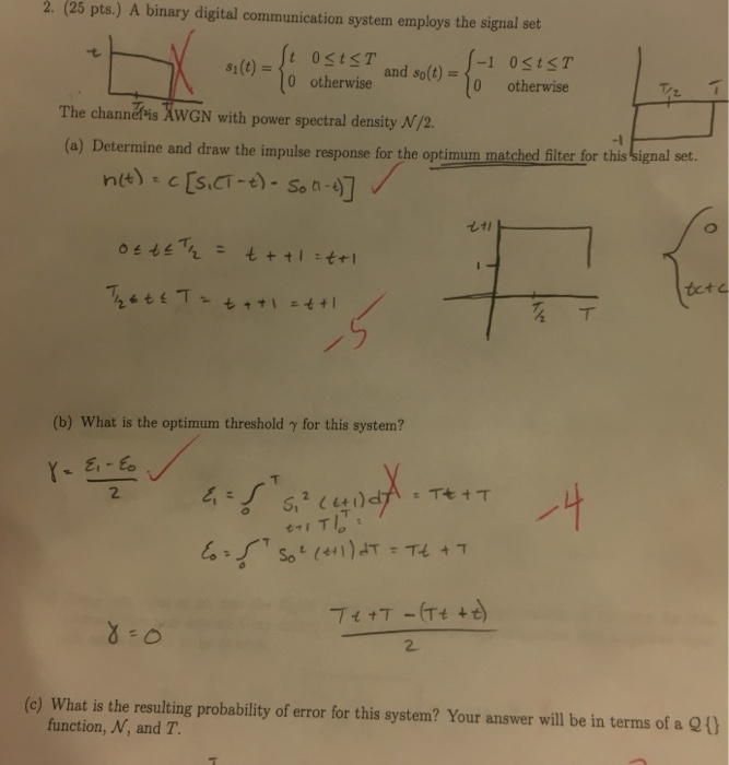Solved 2. (25 pts.) A binary digital communication system | Chegg.com