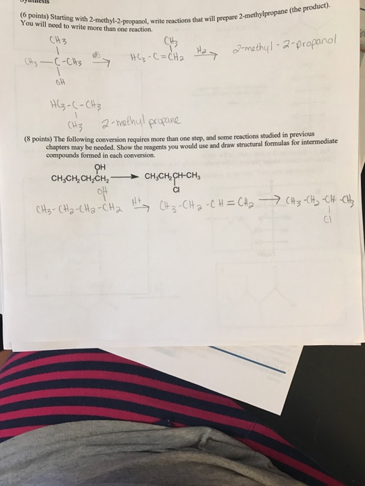 Solved Starting with 2-methyl-2-propanol, write reactions | Chegg.com