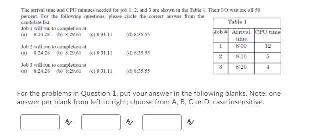 Solved The arrival time and CPU minutes needed for job 1, 2 | Chegg.com