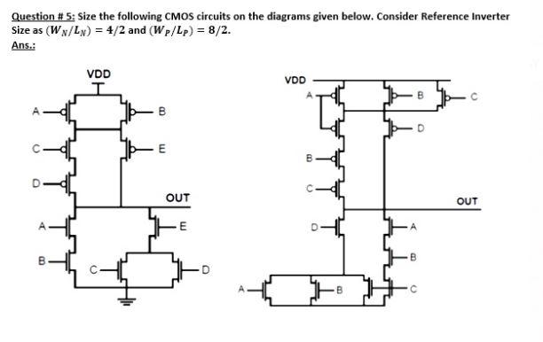 Solved Question #5: Size the following CMOS circuits on the | Chegg.com