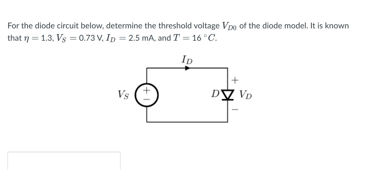 For the diode circuit below, determine the threshold | Chegg.com
